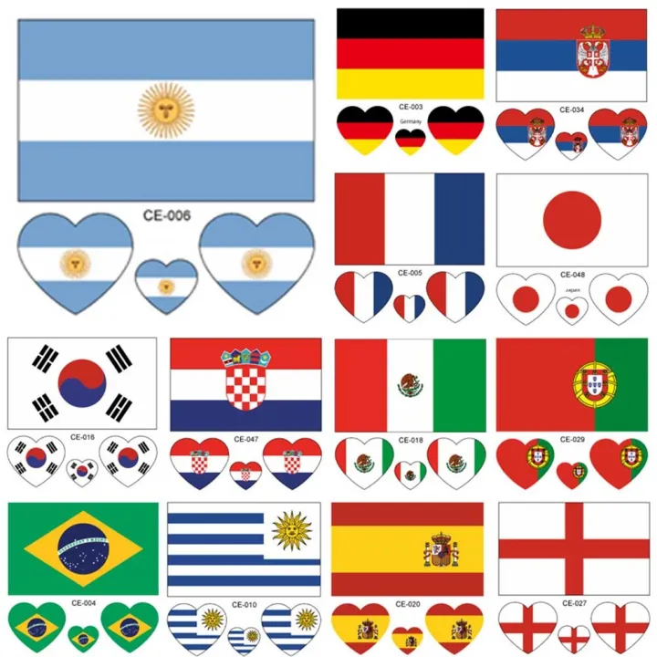 National Flags Stickers Waterproof Temporary Tattoo 2022 World Cup ...