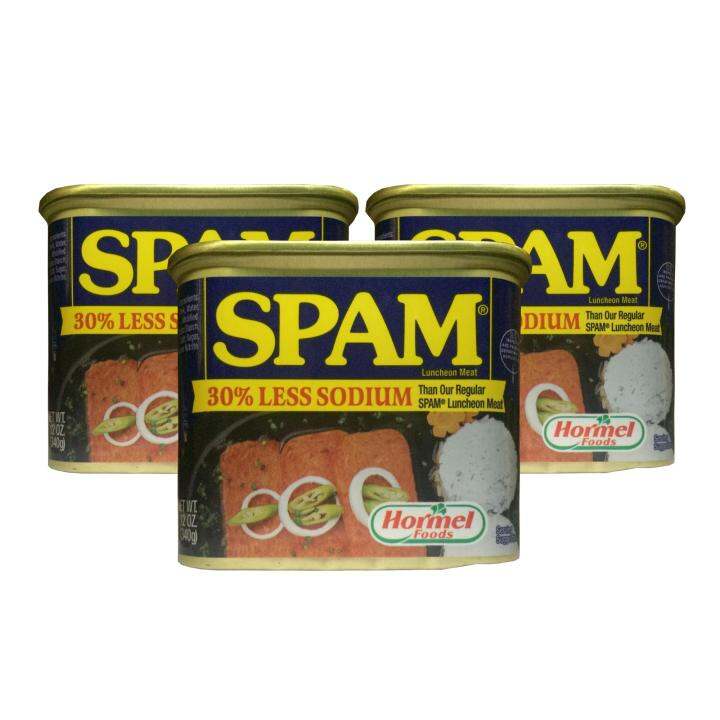 SPAM 30% LESS SODIUM 340 grams (3 PCS) WITH FREE Purefoods CHUNKEE ...