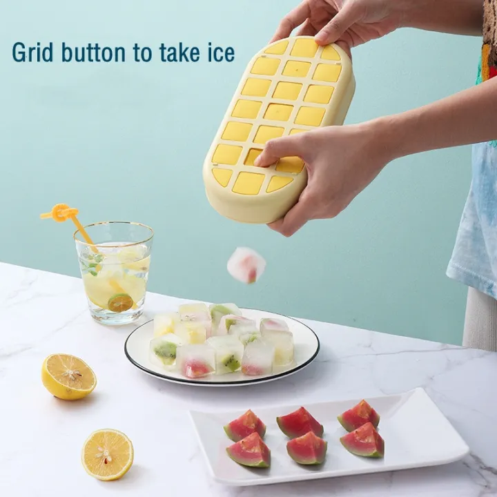 Creative Ice Cube 21 Grids Oval Shaped Ice With Lid Frozen Stackable ...