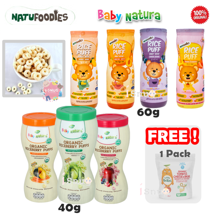 Natufoodies Rice Puff 60g / Baby Natura Organic Riceberry Puffs 40g ...