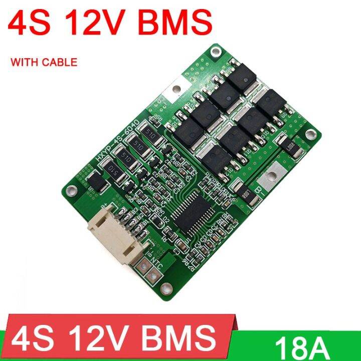 4S 12V 18a Bms W สมดุล Lifepo4ลิเธียมเหล็กฟอสเฟตแผ่นป้องกัน12.8V 32650 ...