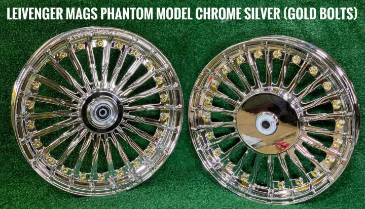 LEIVENGER MAGS 22 SPOKE FOR YAMAHA AEROX CHROME SILVER WITH GOLD BOLTS ...