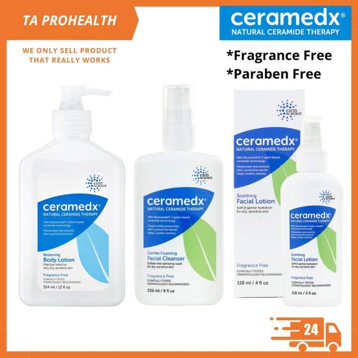 Ceramedx Restoring Body Lotion / Gentle Foaming Facial Cleanser ...