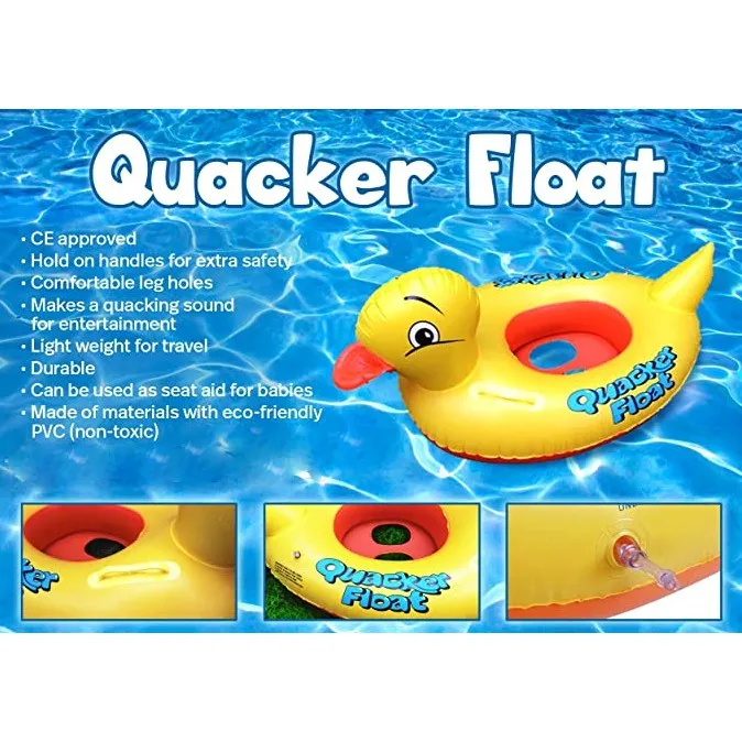Quacker Duck Floating Inflatable Baby Pool Ring Swimming Seat Beach Fun ...