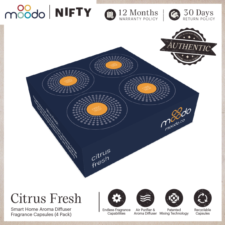 Moodo Smart Home Aroma Diffuser, Fragrance Capsules, Citrus Fresh, 4 ...