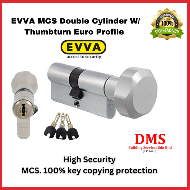 EVVA MCS Single Cylinder W/ Thumbturn Euro Profile Door Lock / Kunci Pintu | Lazada