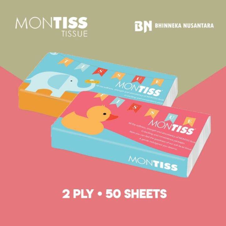 Tisu Wajah MONTISS 50 sheet 2 Ply Travel Pack Tessa tissue montis ...