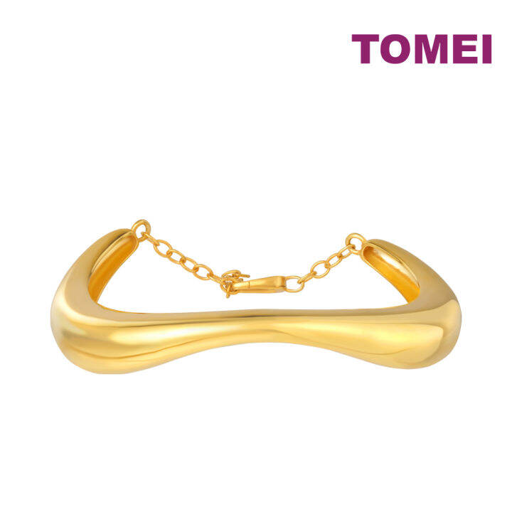 TOMEI Anastasia Sophisticated Curved Bangle, Yellow Gold 916 | Lazada