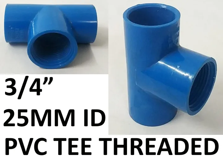 PVC TEE THREADED 3/4" ( 25MM INSIDE DIAMETER ) BLUE FOR CLEAN WATER ...