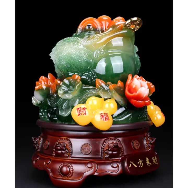 Jade 3 Legged Money Frog Lotus For Business Wealth Safety Lucky Display ...