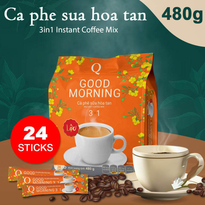 Good morning instant 3 in 1 coffee mix 480gr 24 sachets Authentic Viet ...
