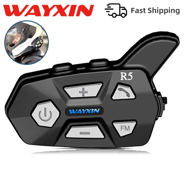 WAYXIN ชุดหูฟังชุดหูฟังหมวกนิรภัยมอเตอร์ไซค์,รองรับ2ไรเดอร์1200เมตร ...