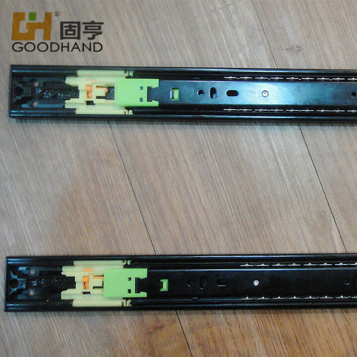 Drawer slide rail Three-section rebound steel ball guide rail Hand-free ...