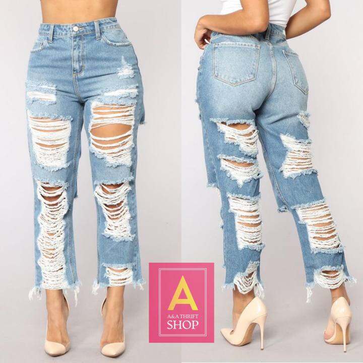 Denim Boyfriend Ripped Tattered Jeans for women ASSORTED Ukay VIP Class ...