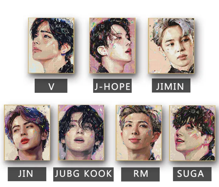 BTS 5D DIY Diamond Painting Round Drill oil paint 30*40cm Cross Stitch ...