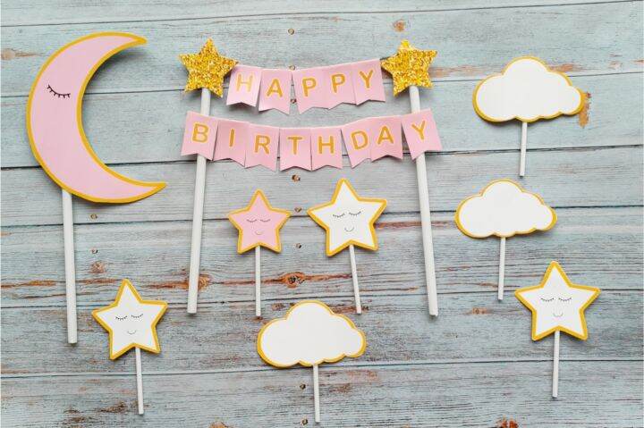 satu set topper toper cake hiasan kue ulang tahun motif benda langit ...