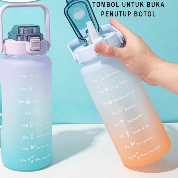 Botol Minum Motivasi Tritan 2 Liter / Botol Air Besar Motivasi / Botol ...