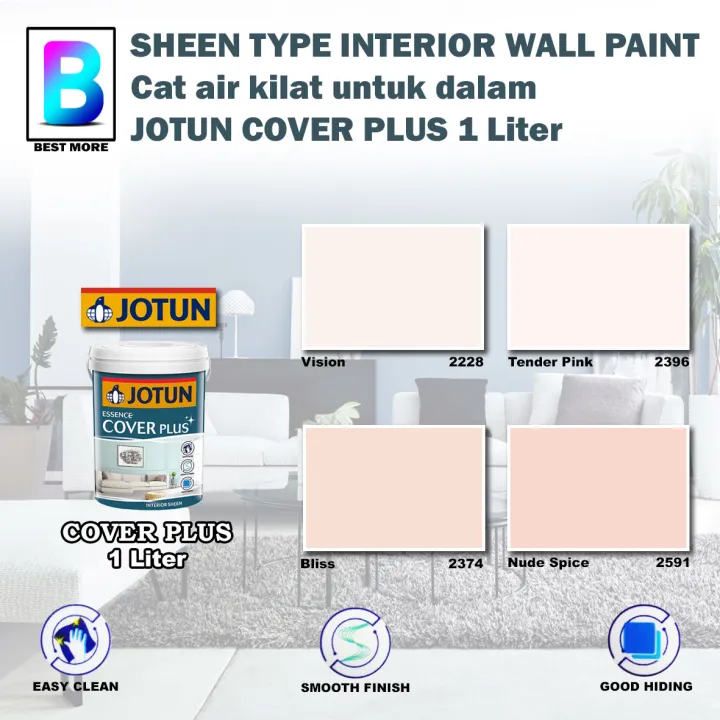 JOTUN COVER PLUS (SHEEN) for INTERIOR 1 Liter Vision 2228 / Tender Pink ...