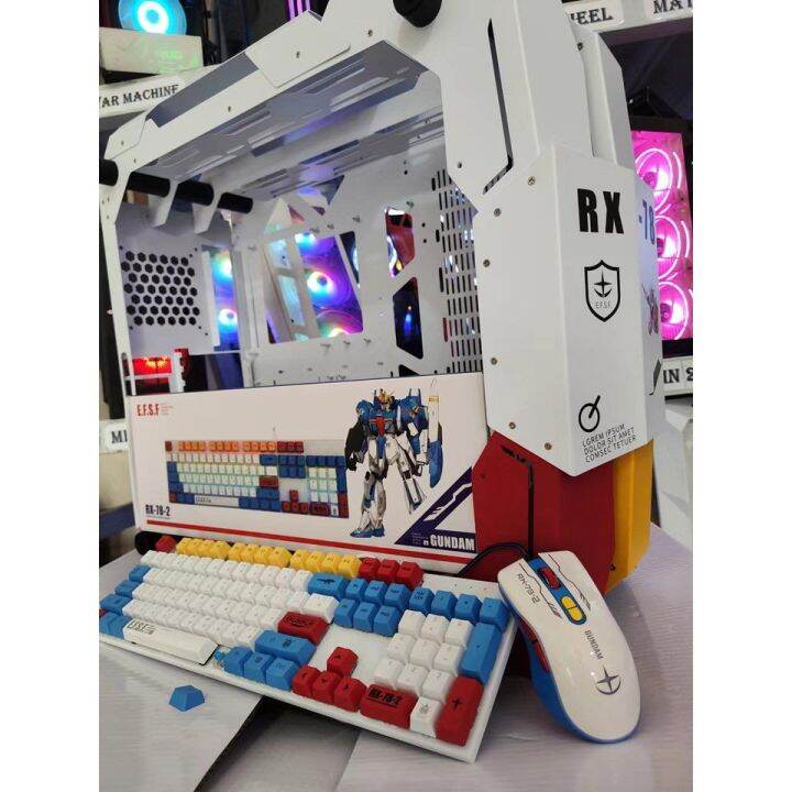 Gundam RGB Backlit Mechanical Gaming Keyboard Mouse Set 104 Keys Blue ...