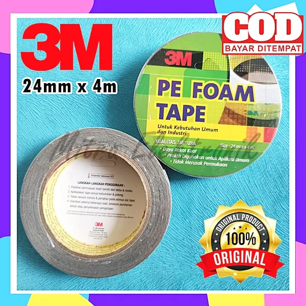 Double Tape busa 3M Pe Foam Tape 24mm x 4M - PE Foam Tape Grey - Double ...