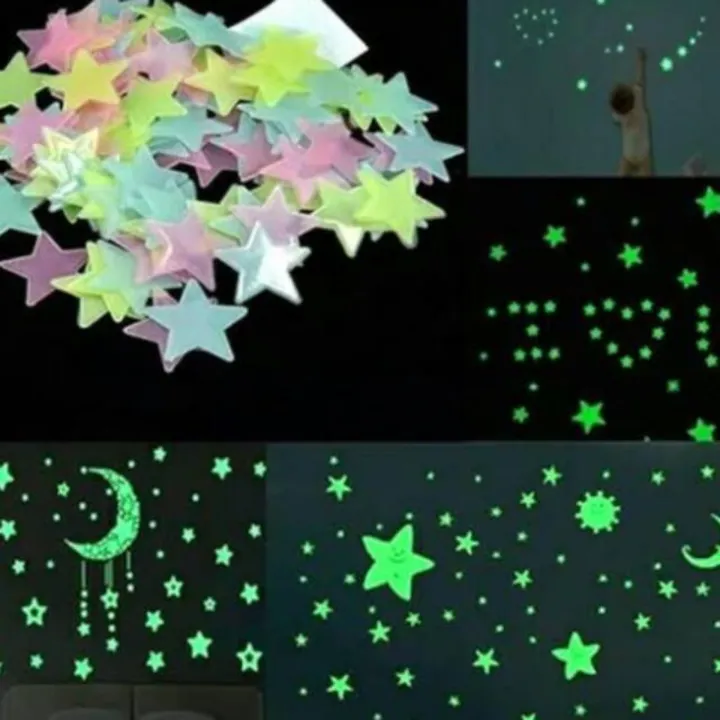 Sticker Star Glow In The Dark Isi 100 PCS Stiker Menyala Dalam Gelap ...