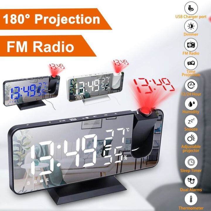LED Digital Projection Clock Table Electronic Alarm Night Clock with ...