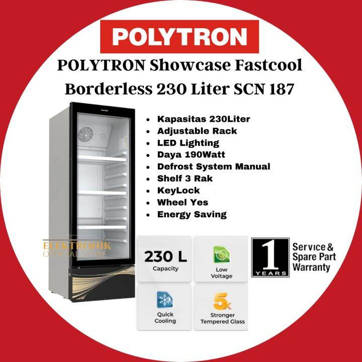 POLYTRON SHOWCASE SCN 187 FAST COOL Borderless 230 Liter | Lazada Indonesia