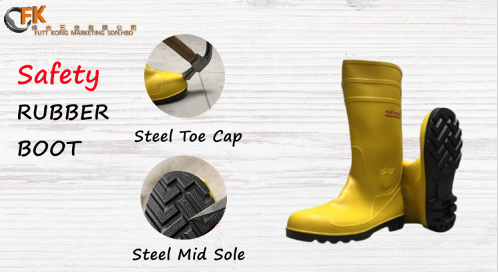 Kasut Getah Kuning +Kepala & Tapak Besi/Safety Boots | Lazada