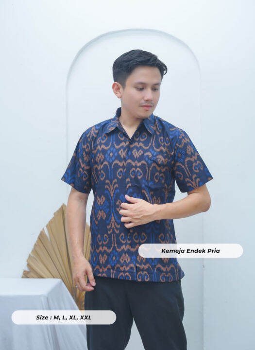 kemeja endek bali murah mewah modern pakaian endek terbaru cowok ...