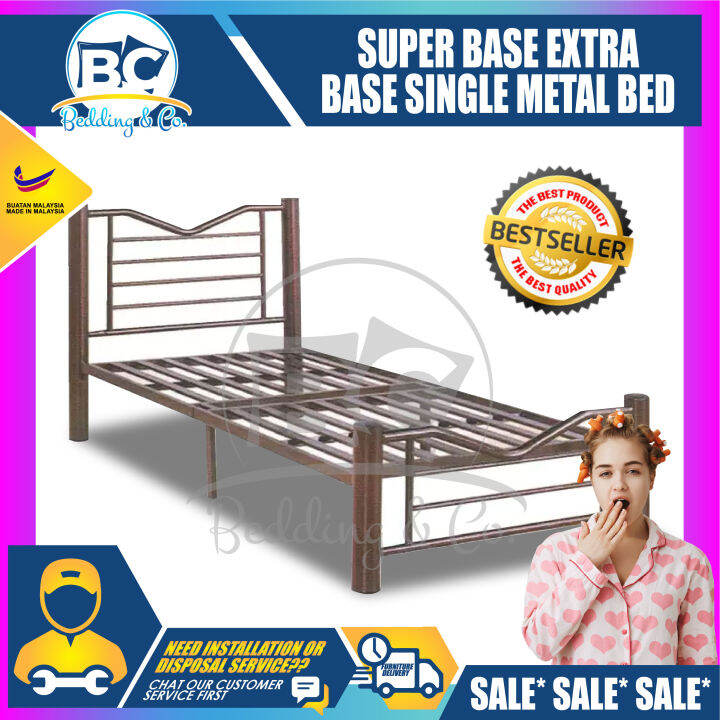 SINGLE SIZE Super Base Metal Bed / Single Bedframe / Katil Besi - SHOCK ...