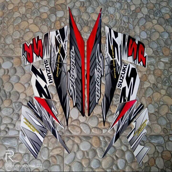 STIKER STICKER STRIPING LIS BODY SUZUKI SHOGUN SP 125 2007 WARNA PUTIH ...