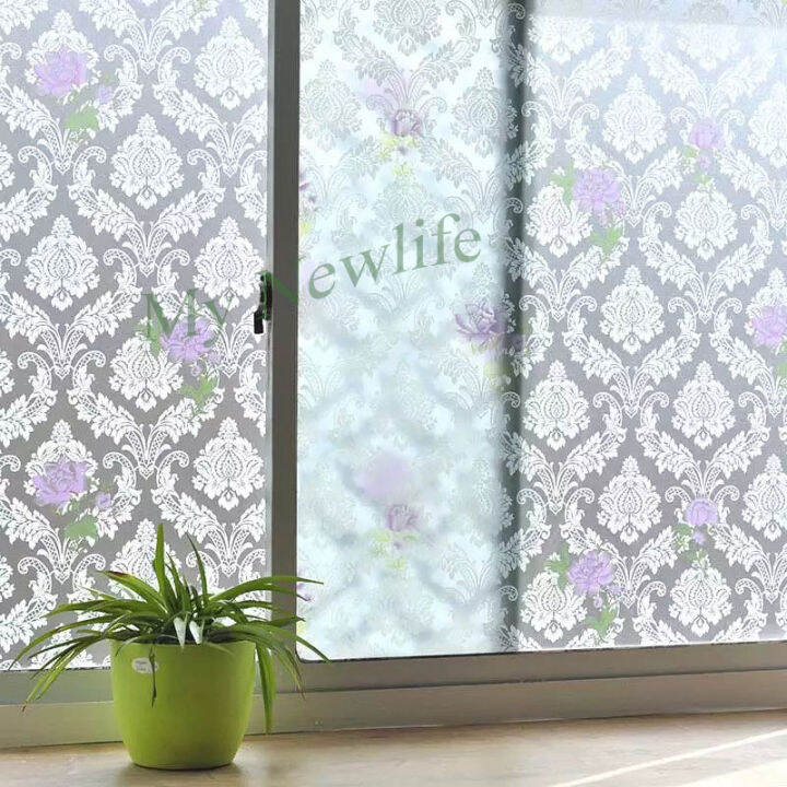 STICKER KACA 1 METER SANDBLAST MOTIF BUNGA BATIK UNGU | Lazada Indonesia