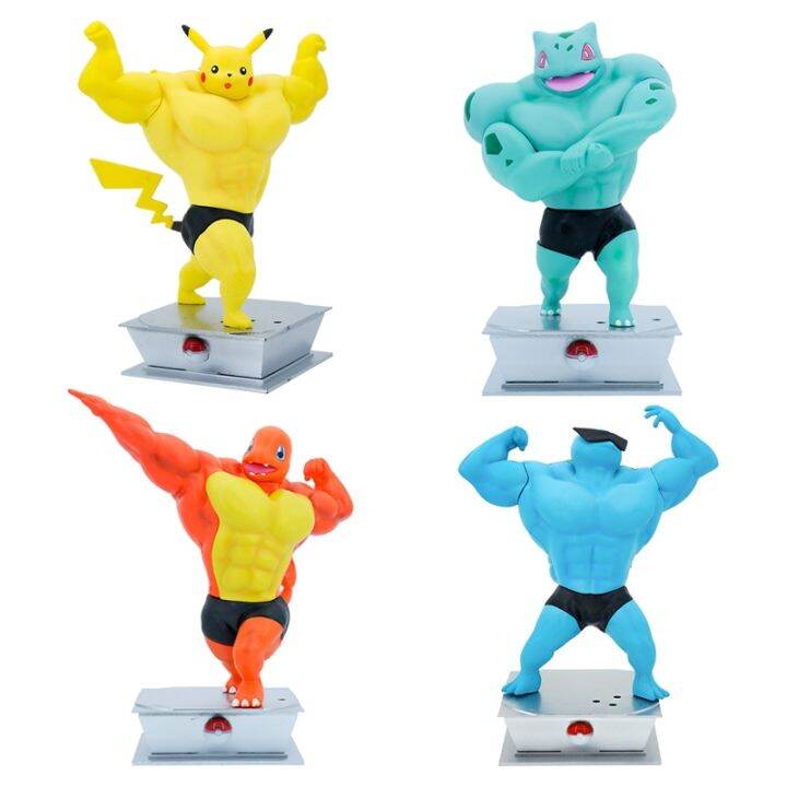 19cm Pokemon Muscle Charmander Squirtle Bulbasaur PVC Action Figures ...