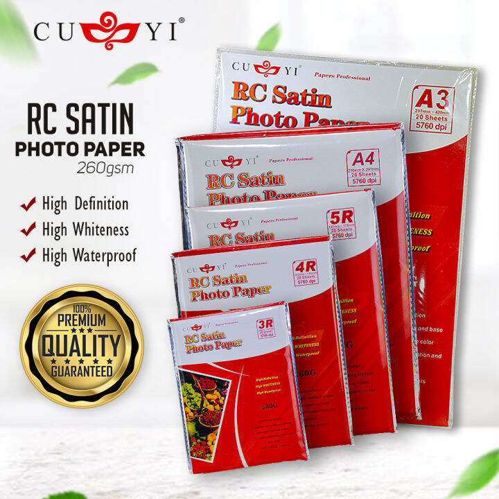 A4 / 3R 4R 5R Size Cuyi Rc Rough Satin Photo Paper 260Gsm 20 Sheets ...