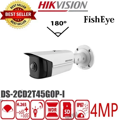 Hikvision DS-2CD2T45G0P-I 4MP Super Wide Angle 180° Bullet Network POE ...