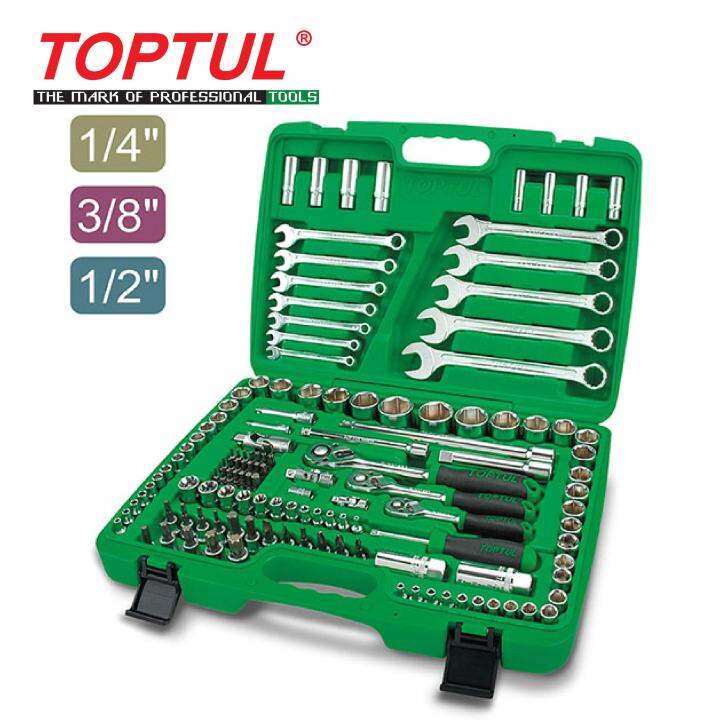 Toptul 130PCS Professional Grade 1/4″, 3/8″ & 1/2″ DR. Flank Socket ...