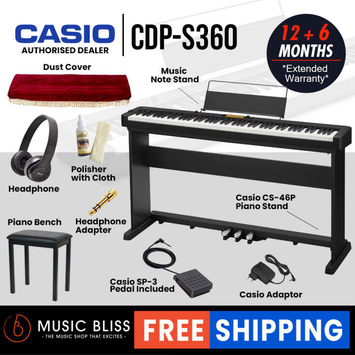 Casio CDP-S360 88-key Digital Piano Home Package - Black, EDU Set (CDPS360 / CDP S360) | Lazada