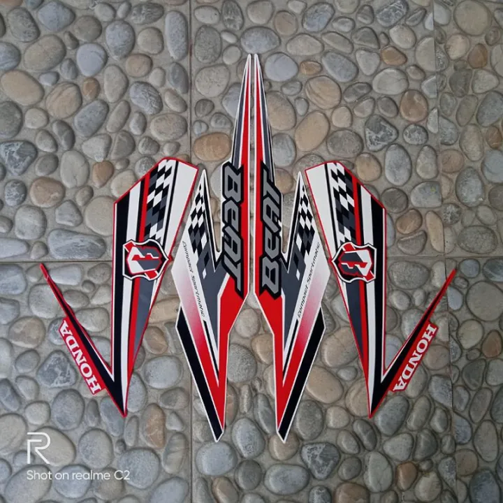 stiker striping motor beat esp 2018 putih merah | Lazada Indonesia