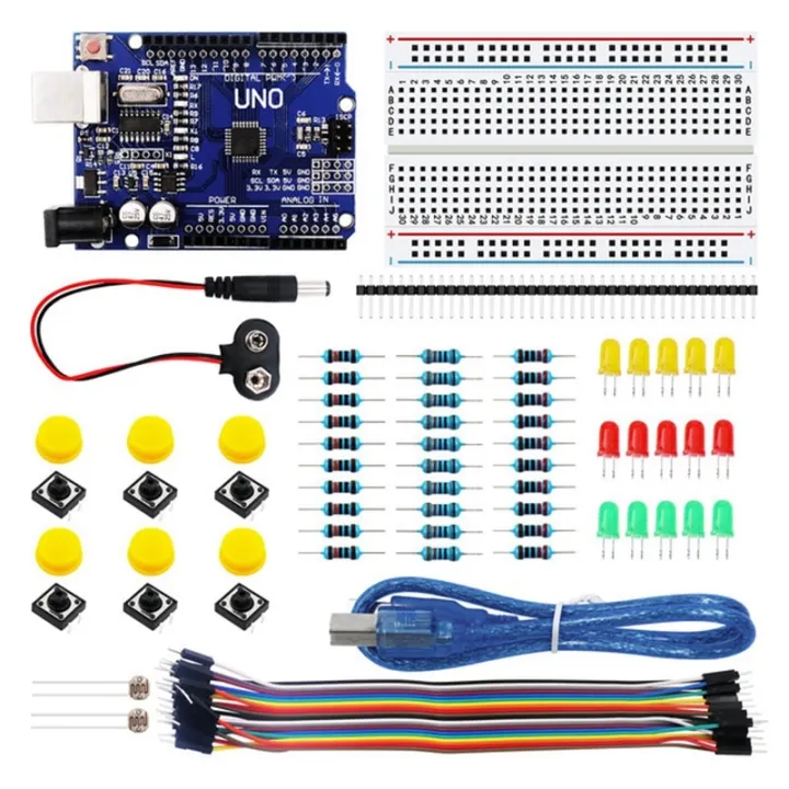 UNO R3 Starter Kit 400 Point Mini Breadboard LED Wire Button for ...