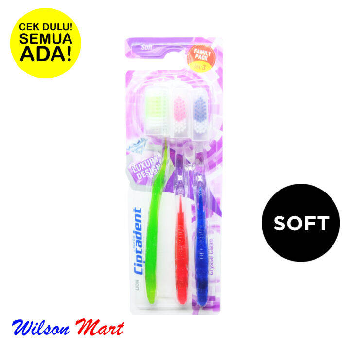 CIPTADENT SIKAT GIGI CRYSTAL CLEAN SOFT FAMILY PACK ISI 3 | Lazada ...