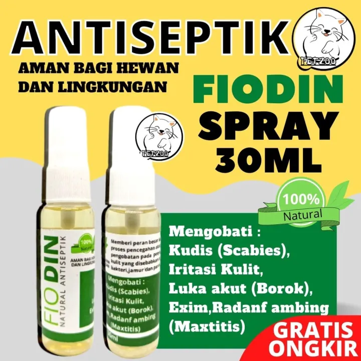 Obat Spray Scabies Demodex parasit kulit Fiodin kucing anjing FETZOO ...