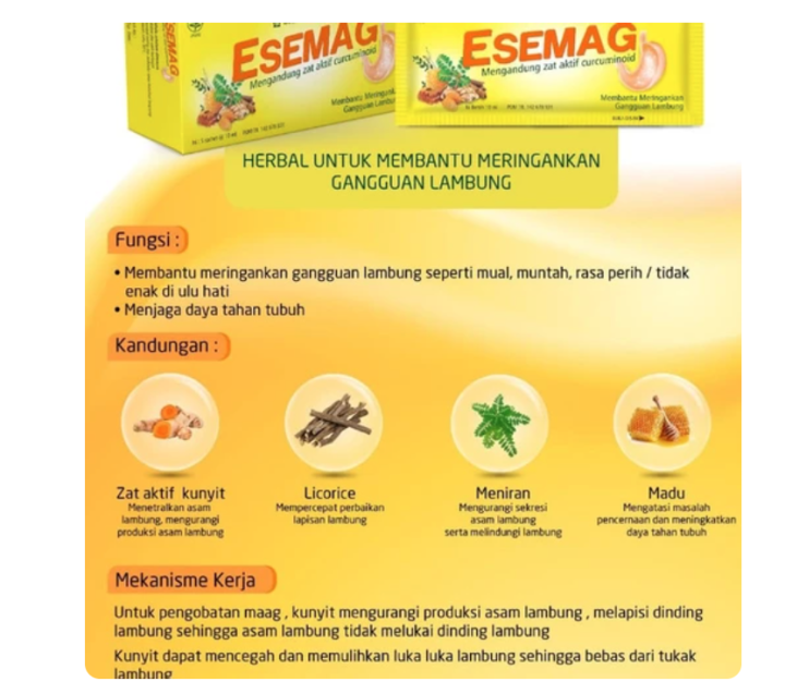 Esemag Sidomuncul Curcuminoid Meringankan Gangguan Lambung Isi 5 Sachet ...
