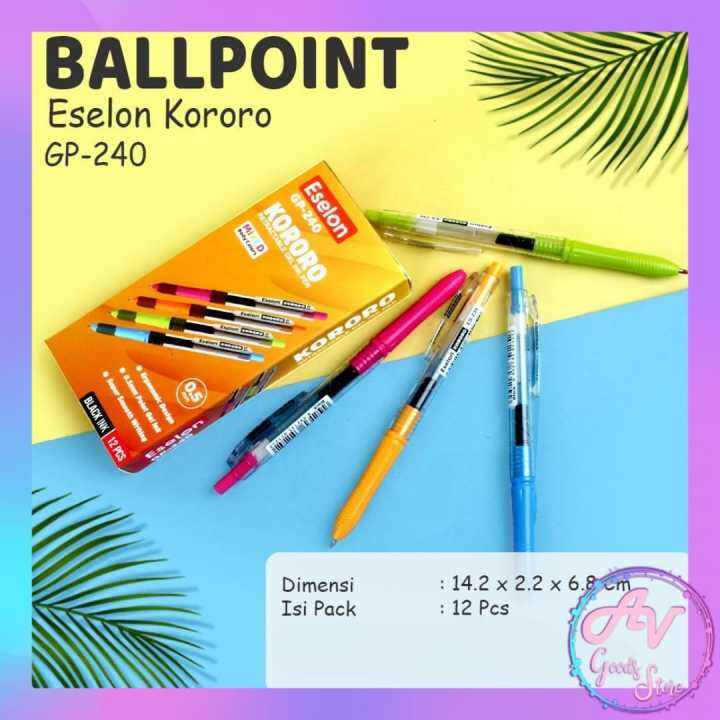 Ballpoint KORORO Eselon GP240 (12pcs) / 1Lusin Pulpen Gel Cetek 0.5mm ...