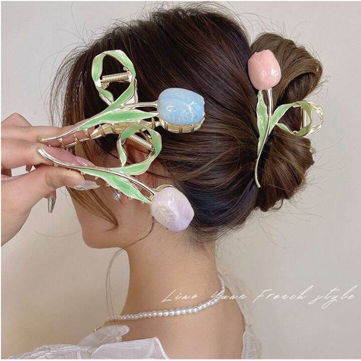 Tulip hair clip กิ๊บหนีบผมดอกทิวลิปสุดหรู รุ่นใหม่ ขนาด 11.5cm. กิ๊บผม ...