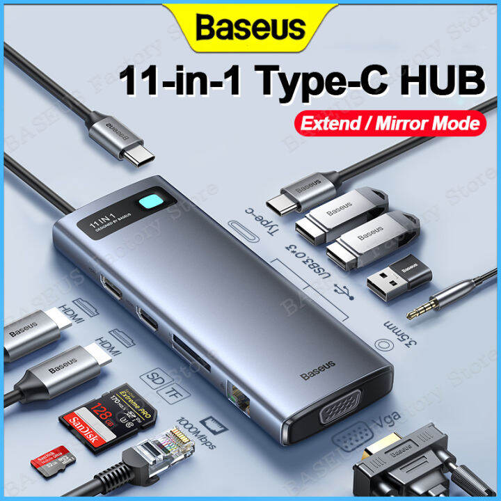 Baseus 11-in-1 Type-C HUB Docking Station HDMI/VGA Transmission RJ45 SD ...