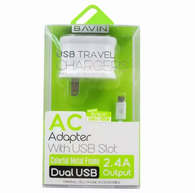 BAVIN Charger 2.4A Dual Usb Output Original Charger Micro Usb/Type-C ...