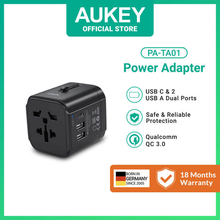 Aukey PA-TA01 Universal Travel Adapter With USB-C and USB-A Ports ...