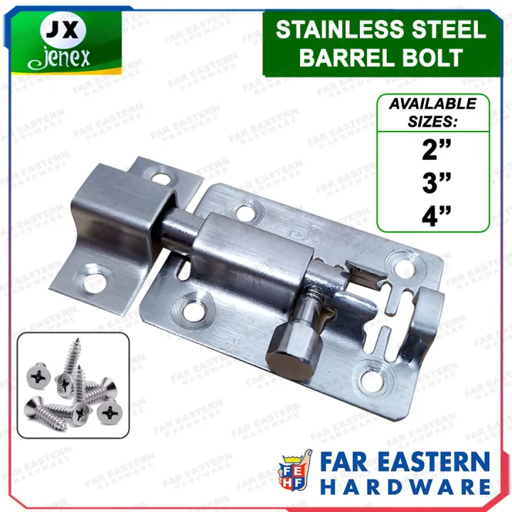 JENEX Stainless Steel Door Lock Barrel Bolt 2" | 3" | 4" | Lazada PH