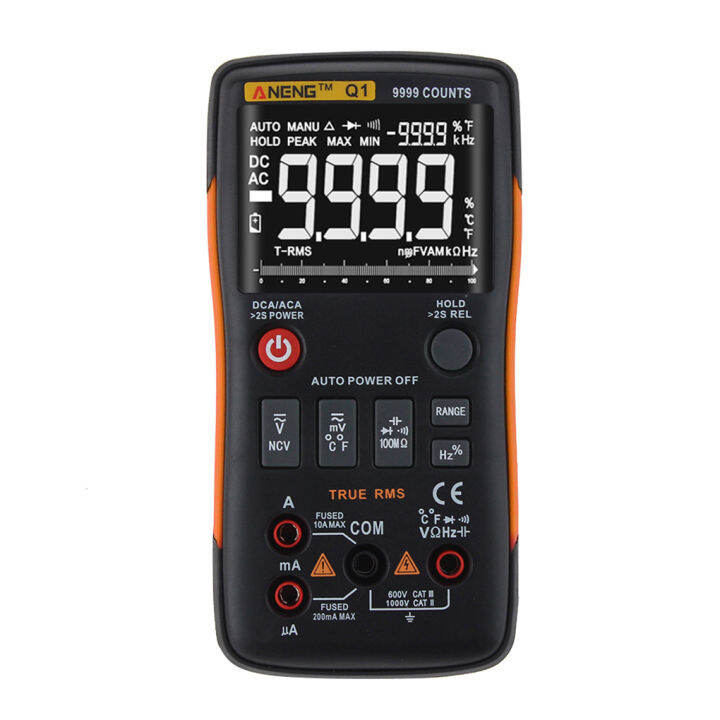 ANENG Q1 True-RMS Digital Multimeter Button 9999 Counts with Analog Bar ...
