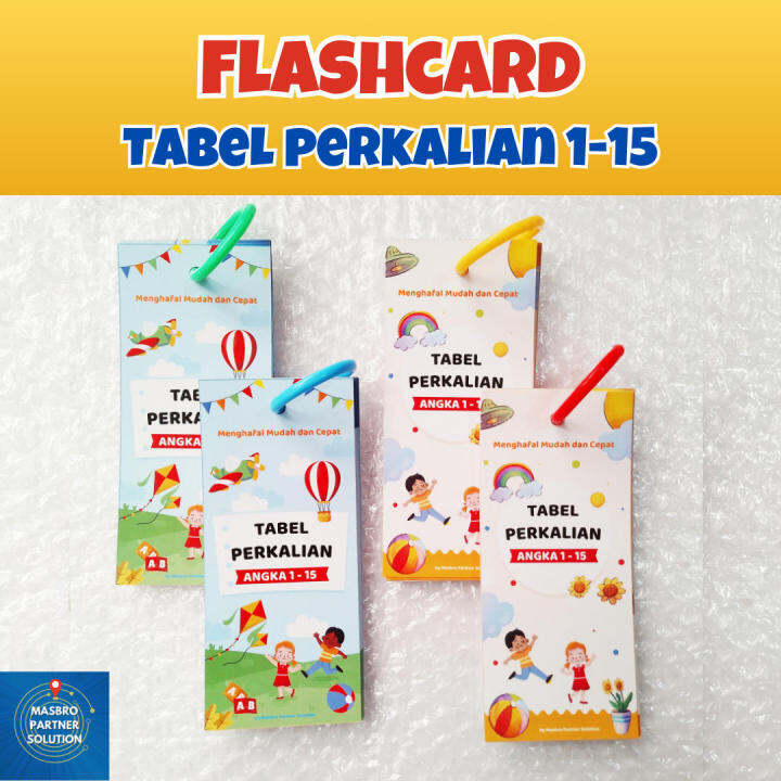Flashcard Tabel Perkalian Anak 1 sampai 15 dengan Ring | Lazada Indonesia